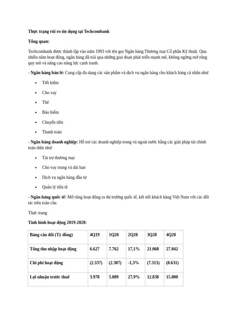 TH C TR NG R I Ro Tín D NG T I Techcombank | PDF
