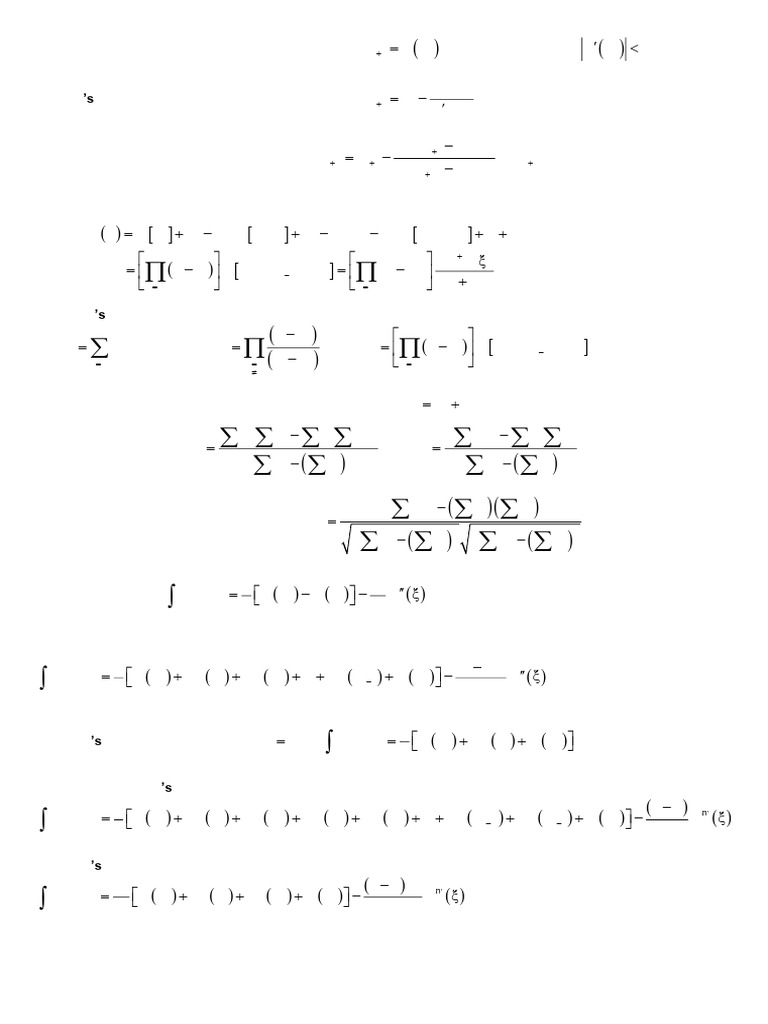Numerical Methods Formula Sheet 2025 | PDF | Calculus | Algebra