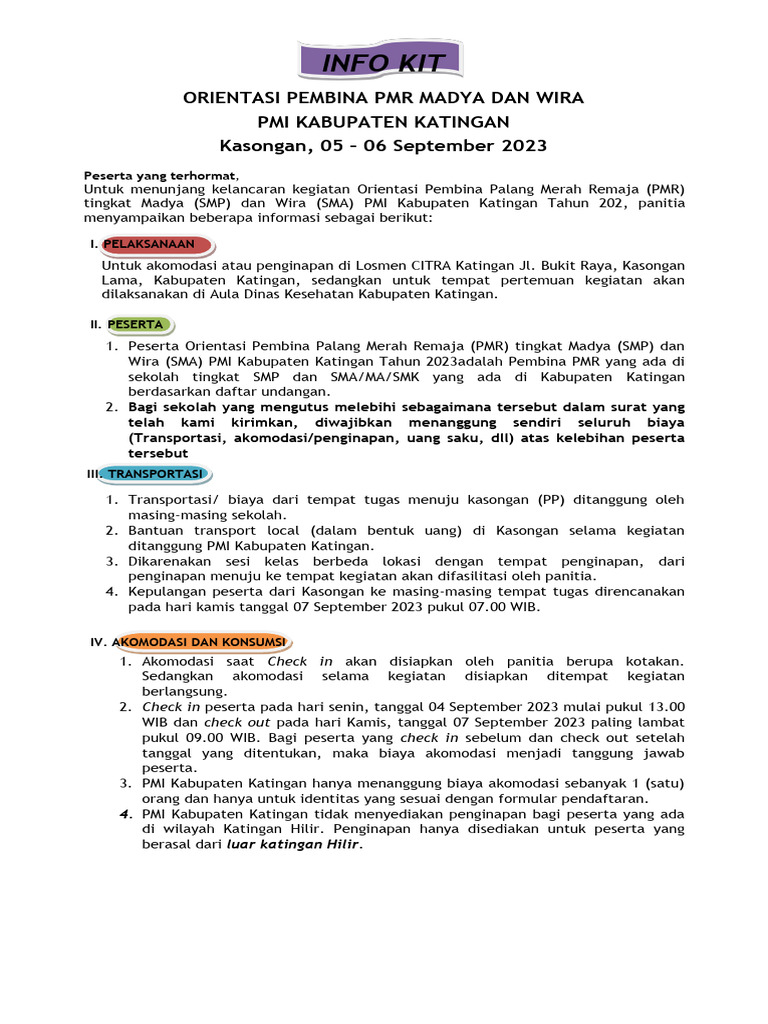 InfoKIT Orientasi Pembina PMR Katingan 2023 | PDF