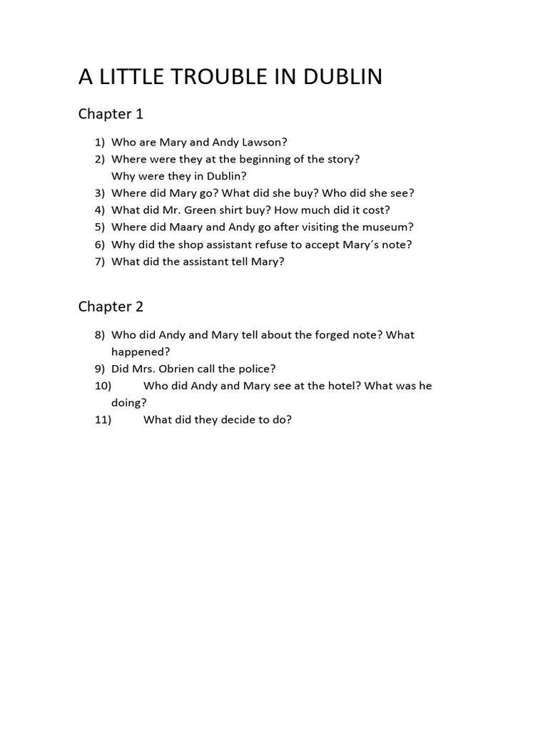 A Little Trouble in Dublin Chapter 1 and 2 | PDF