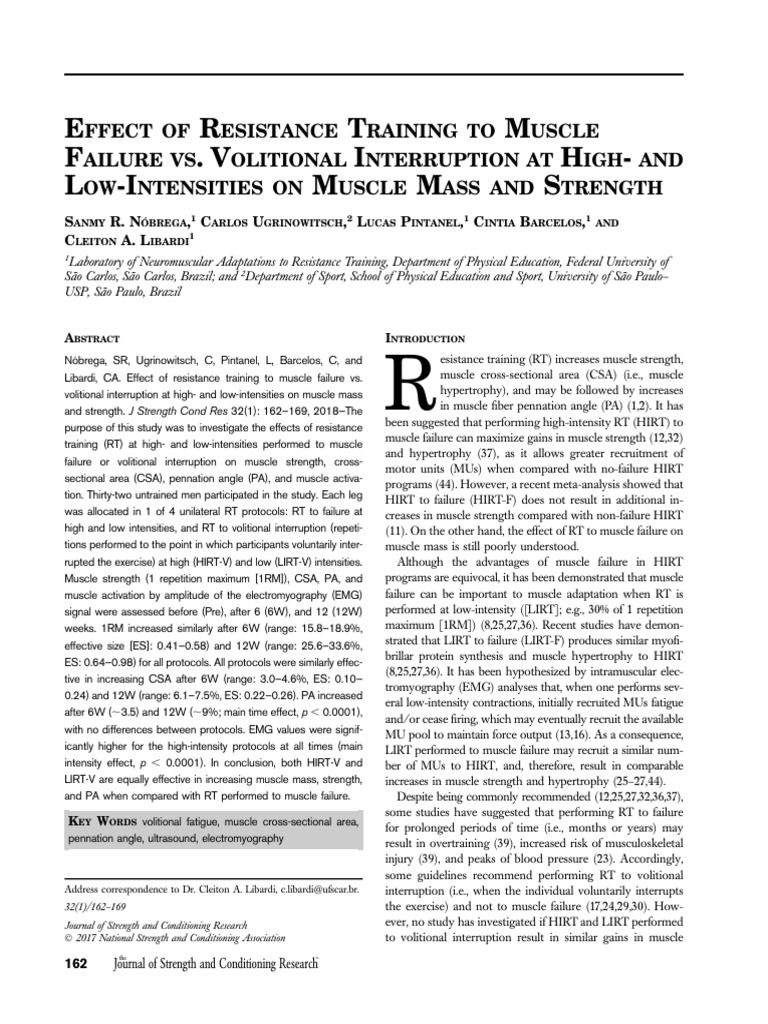 Effect of Resistance Training To Muscle Failure | PDF | Strength ...