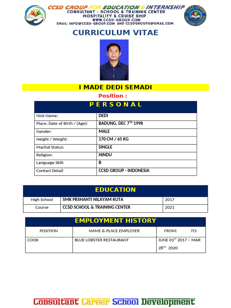 Cv Rks Ccsd - i Made Dedi Semadi | PDF