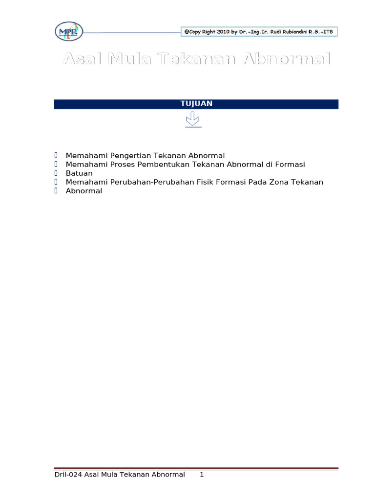 Dril-024 Asal Mula Tekanan Abnormal | PDF