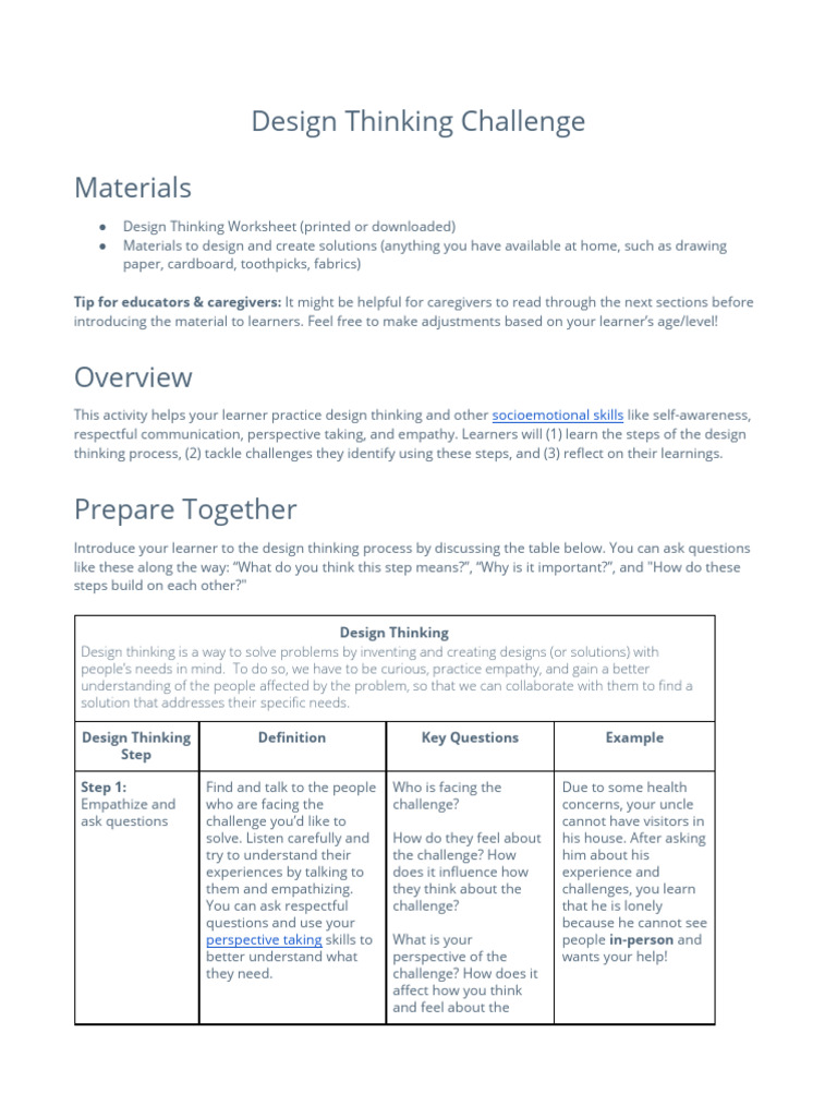 Design Thinking Activity Plan | PDF | Empathy | Design Thinking