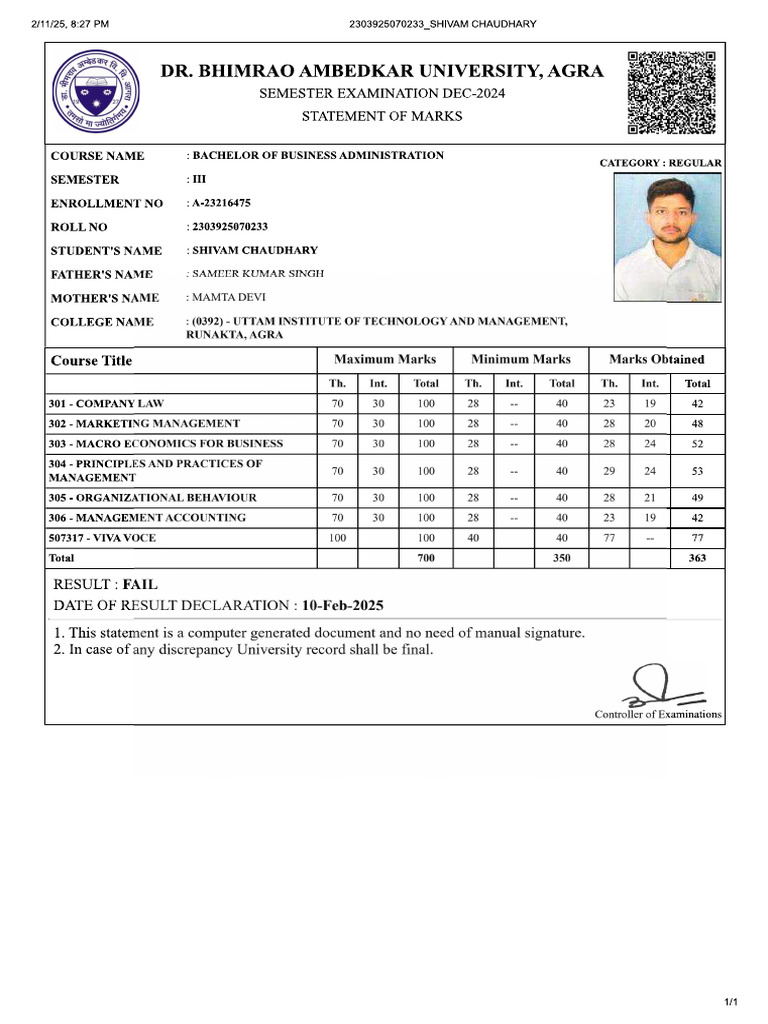 Shivam Result | PDF