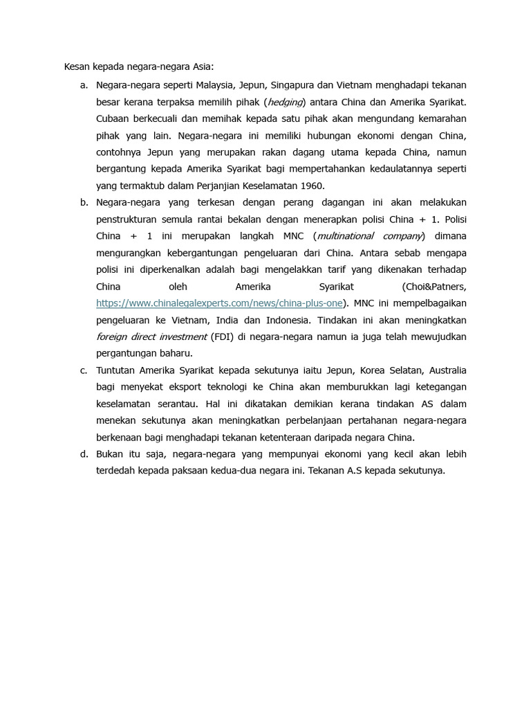 Kesan-Kesan Kepada Negara Asia | PDF