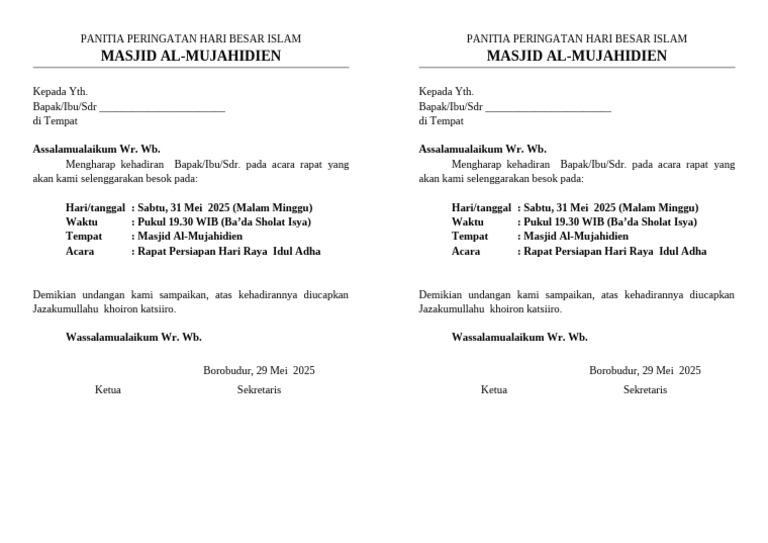 undangan takmiir masjid | PDF