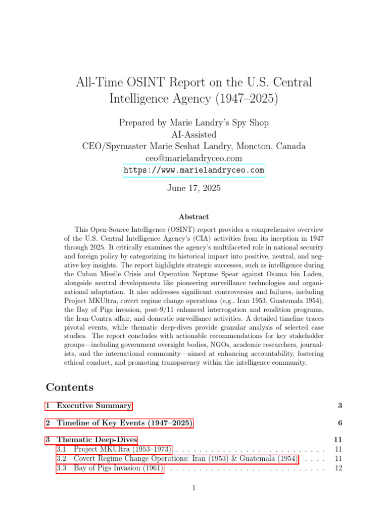 All-Time OSINT Report On The U.S. Central Intelligence Agency (1947 ...