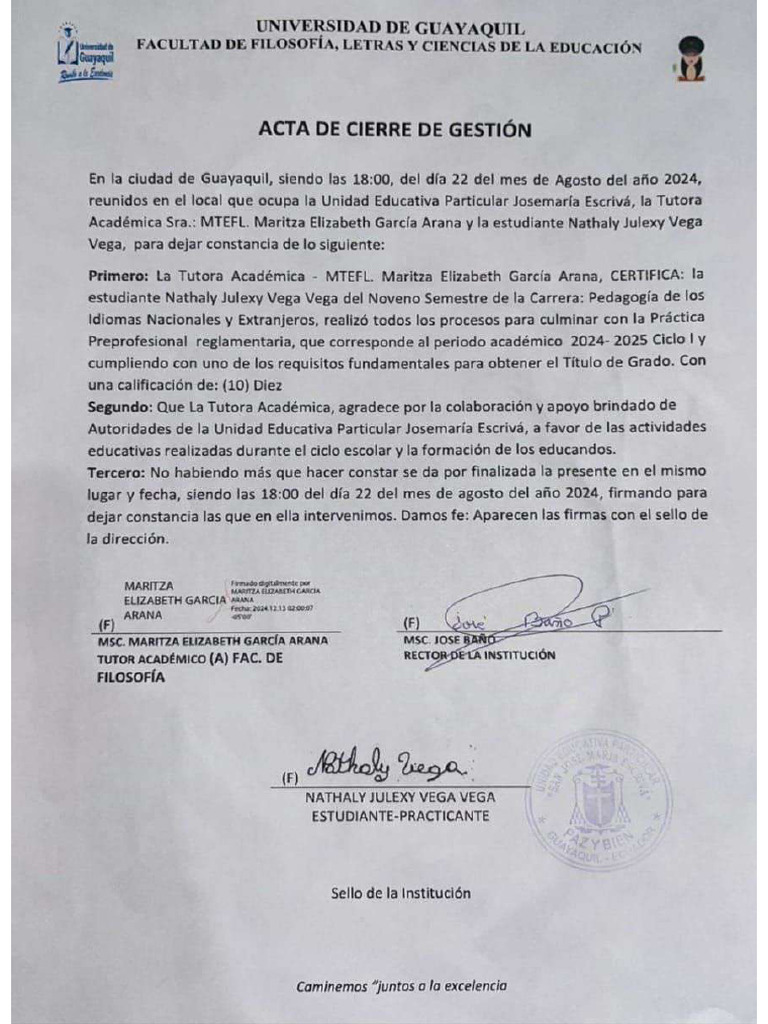 Acta de Cierre | PDF