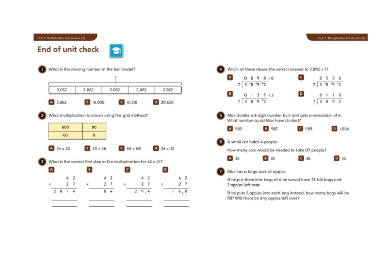 Unit 7 Multiplication and Division 2 | PDF
