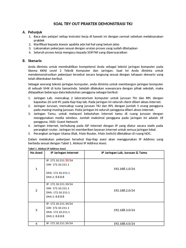 Try Out Praktek Jaringan Komputer TKJ | PDF