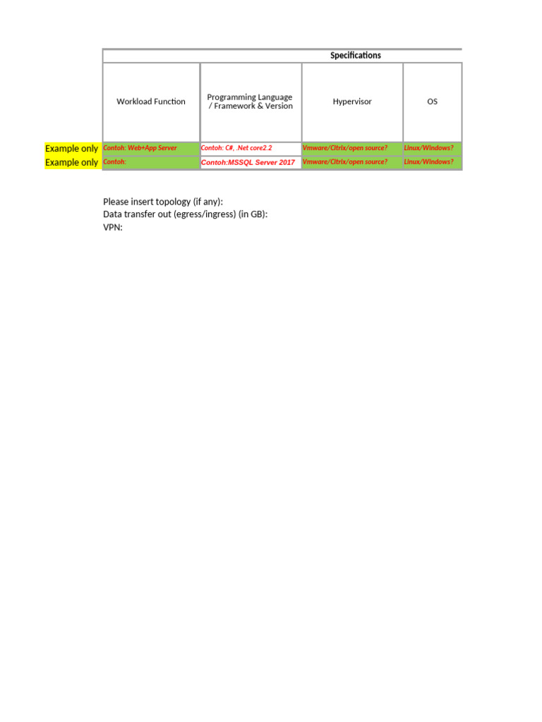 Specification Form - AWS | PDF