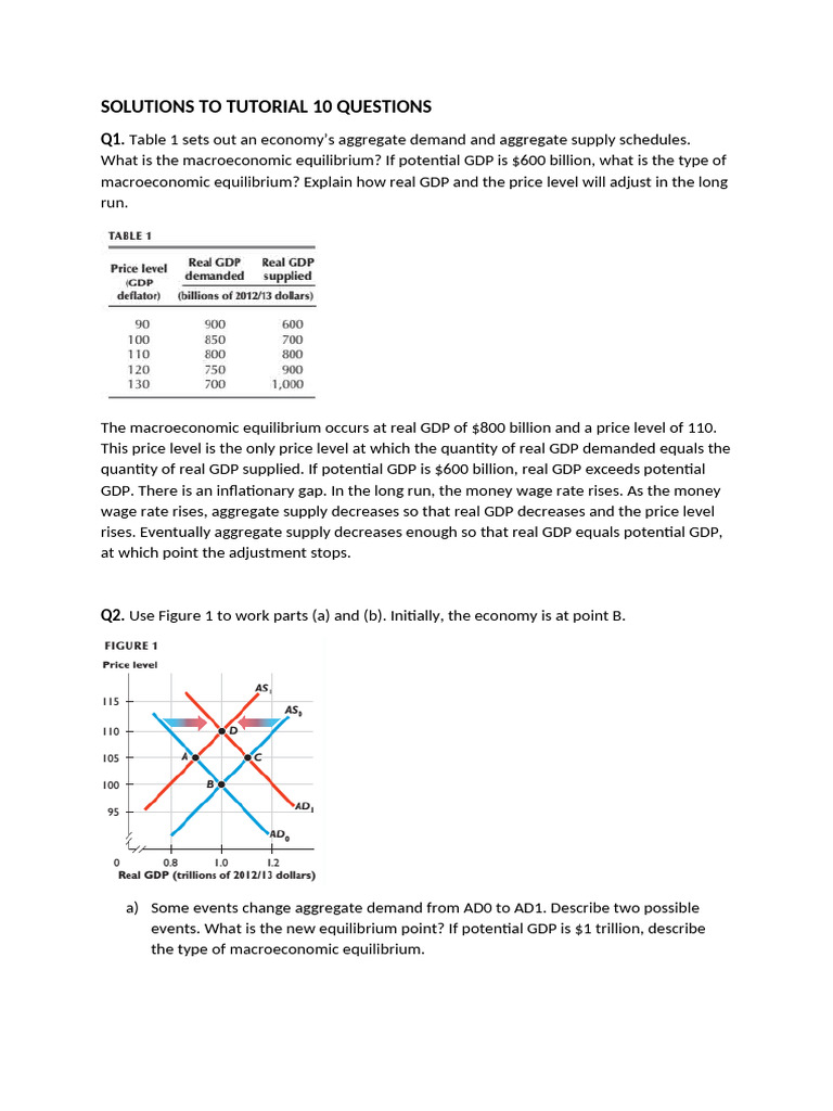 Solutions To Tutorial 10 Questions-2 | PDF | Macroeconomics | Aggregate ...