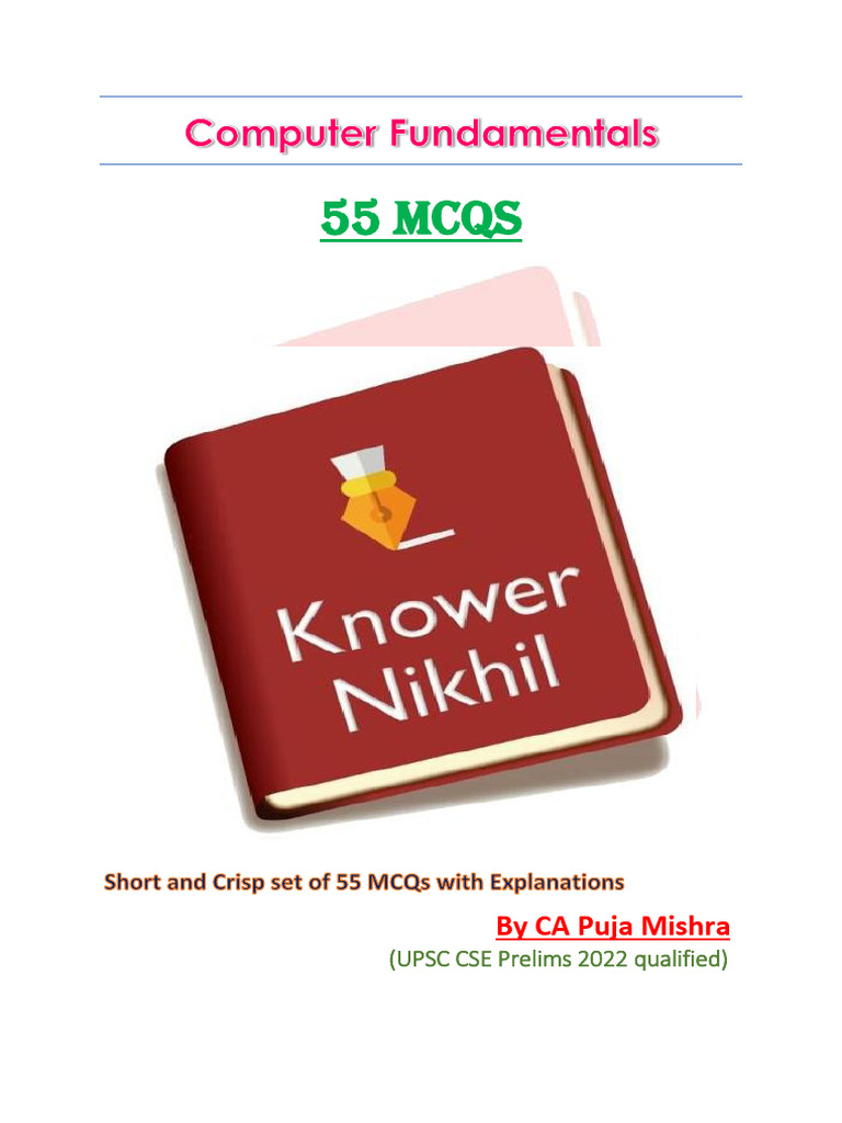 COMPUTER Fundamentals 55 MCQs by Knower Nikhil | PDF | Computer Data Storage | Read Only Memory