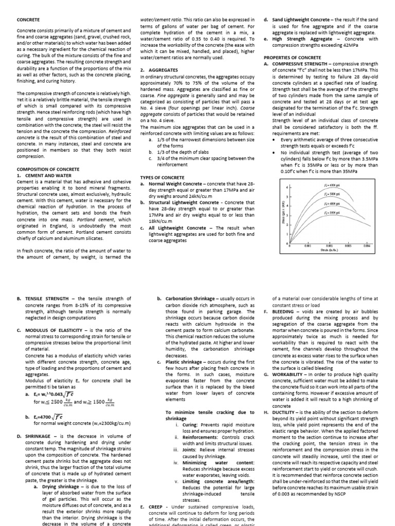 I. Properties of Concrete | PDF | Concrete | Cement