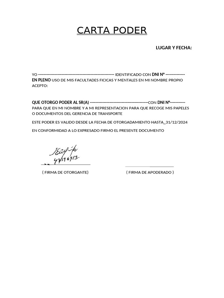Carta Poder para Recoger Documentos | PDF