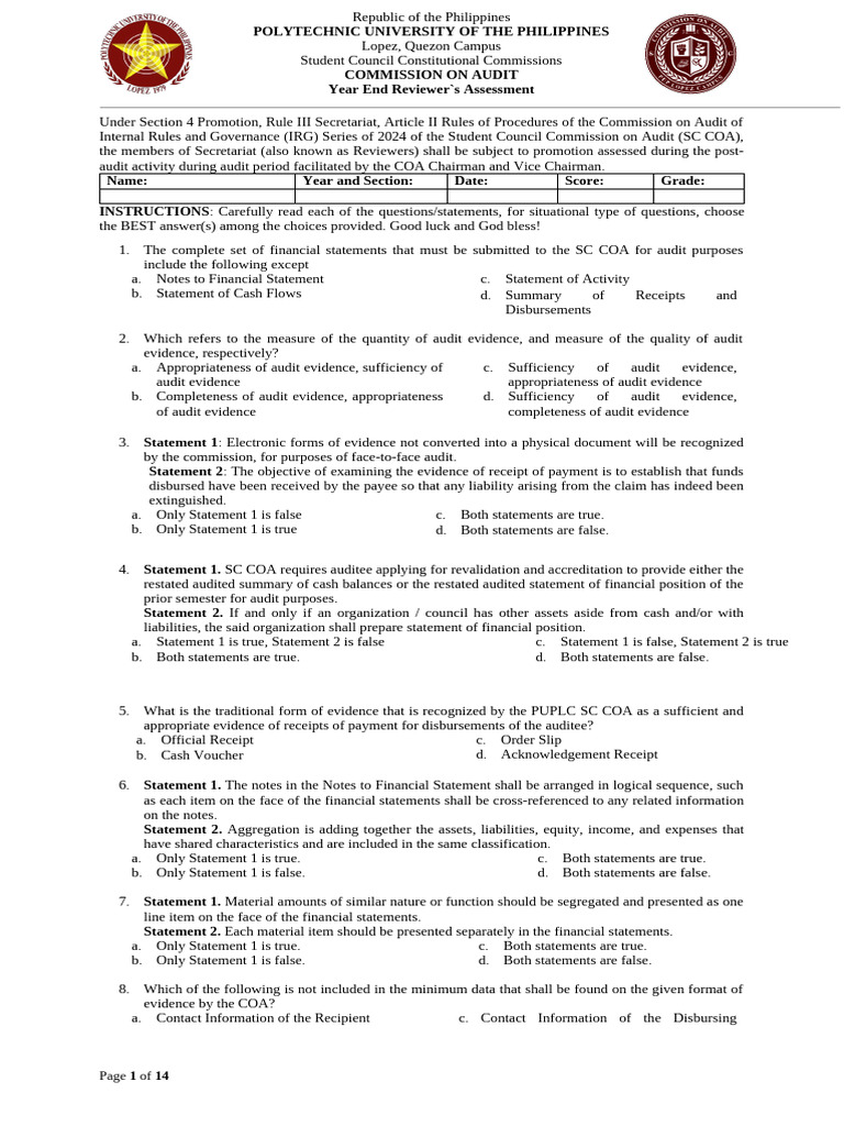 SC COA Year-End Audit Review Guide | PDF | Audit | Balance Sheet