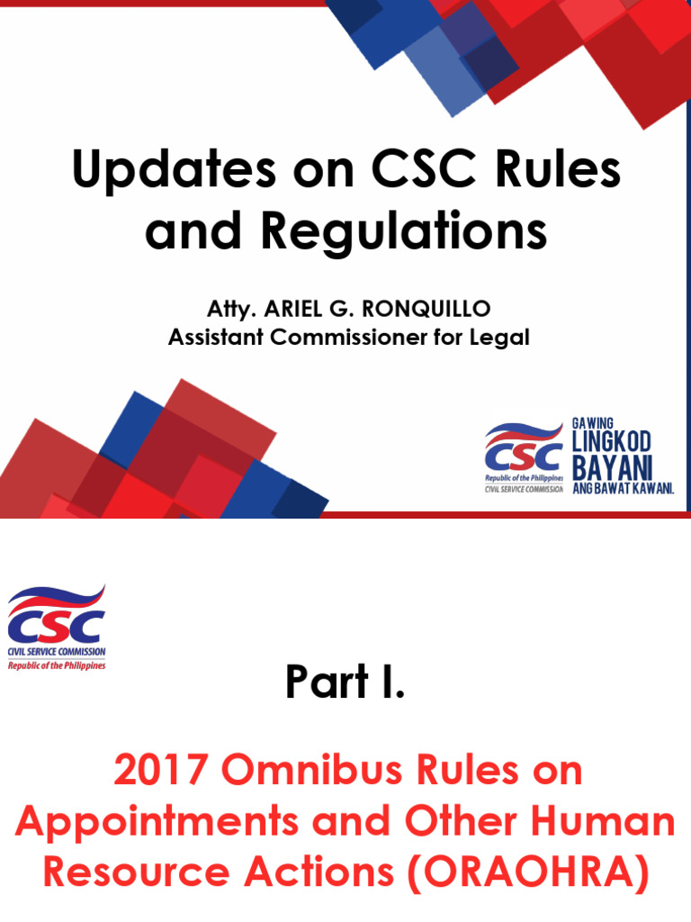 Updates On CSC Rules and Regulations PAGBA 2025 | PDF | Workweek And ...