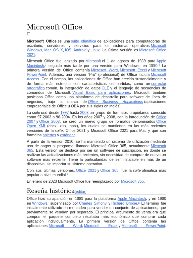 La Suite de Microsoft | PDF | Microsoft Office | Software relacionado con Windows Text