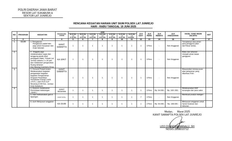 RENGIAT HARIAN BULAN JUNI Sium | PDF