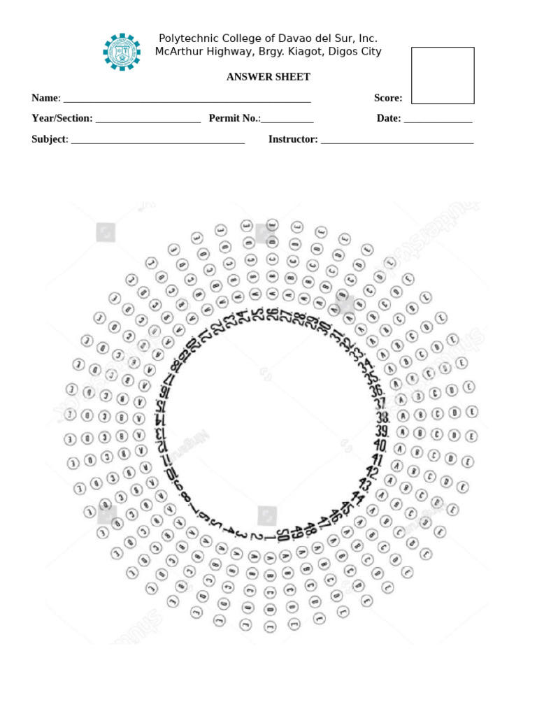 Answer Sheet B | PDF