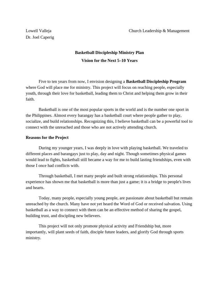 Basketball Discipleship Ministry Plan | PDF | Disciple (Christianity ...