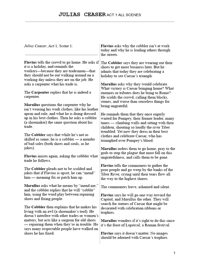 Julius Caesar, Act 1 (All Scenes) | PDF | Julius Caesar | Mark Antony