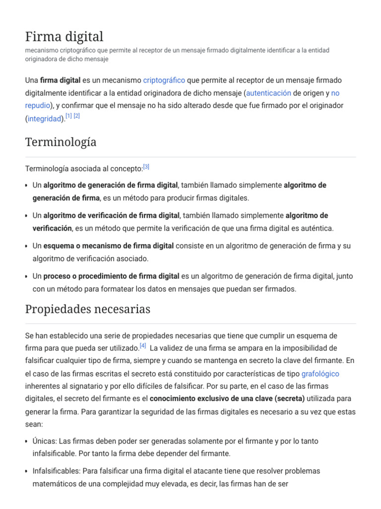 Firma Digital - Wikipedia, La Enciclopedia Libre | PDF | Clave ...