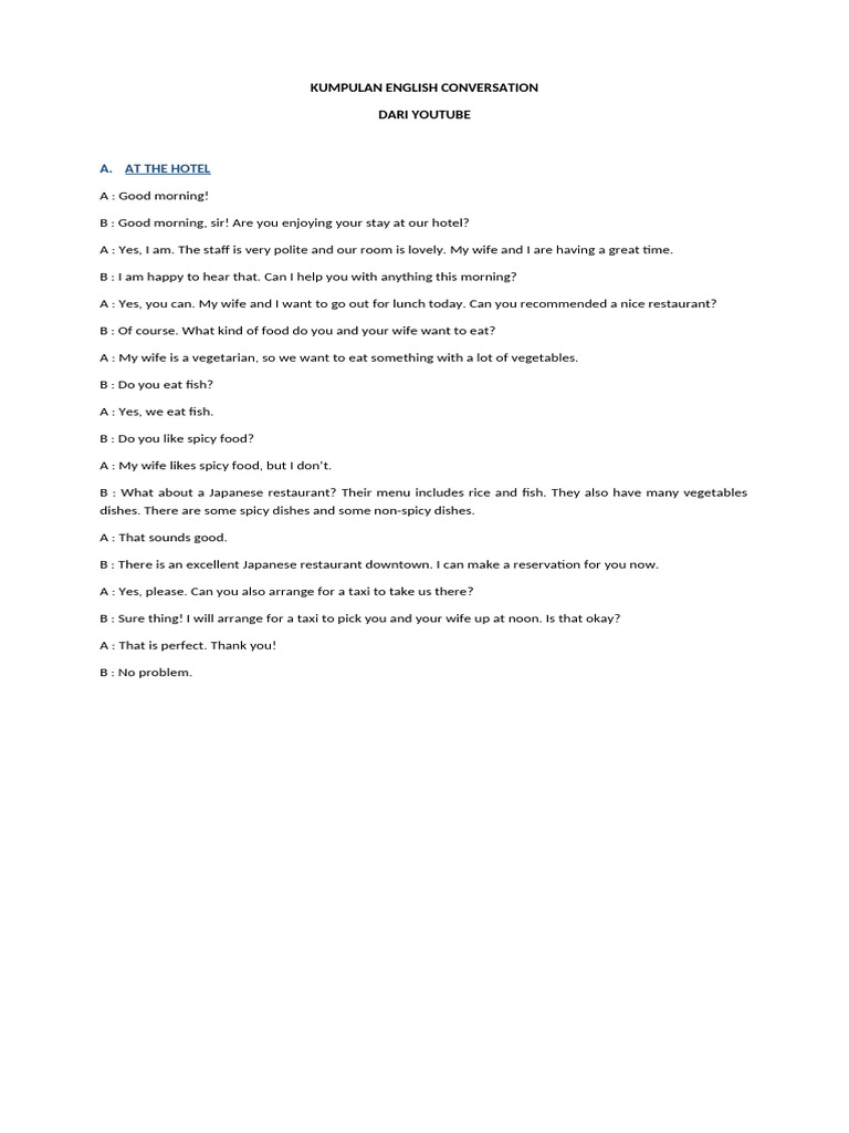 English Conversation Scenarios Guide | PDF | Restaurants