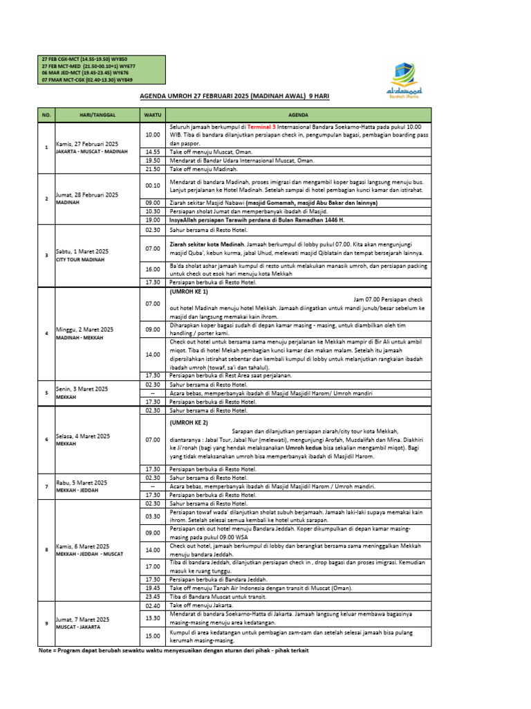 Itin 27 Februari 2025 by Oman 9d | PDF