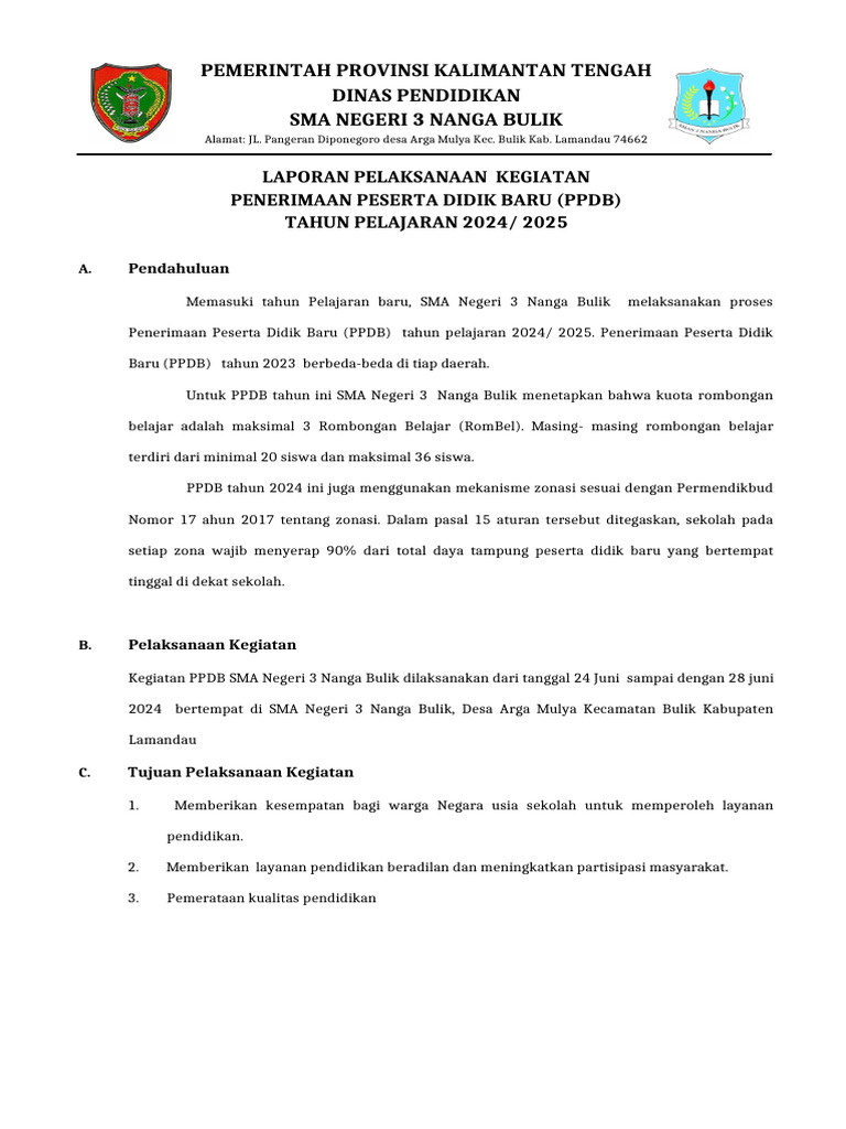 Laporan PPDB & Mpls 2024 | PDF