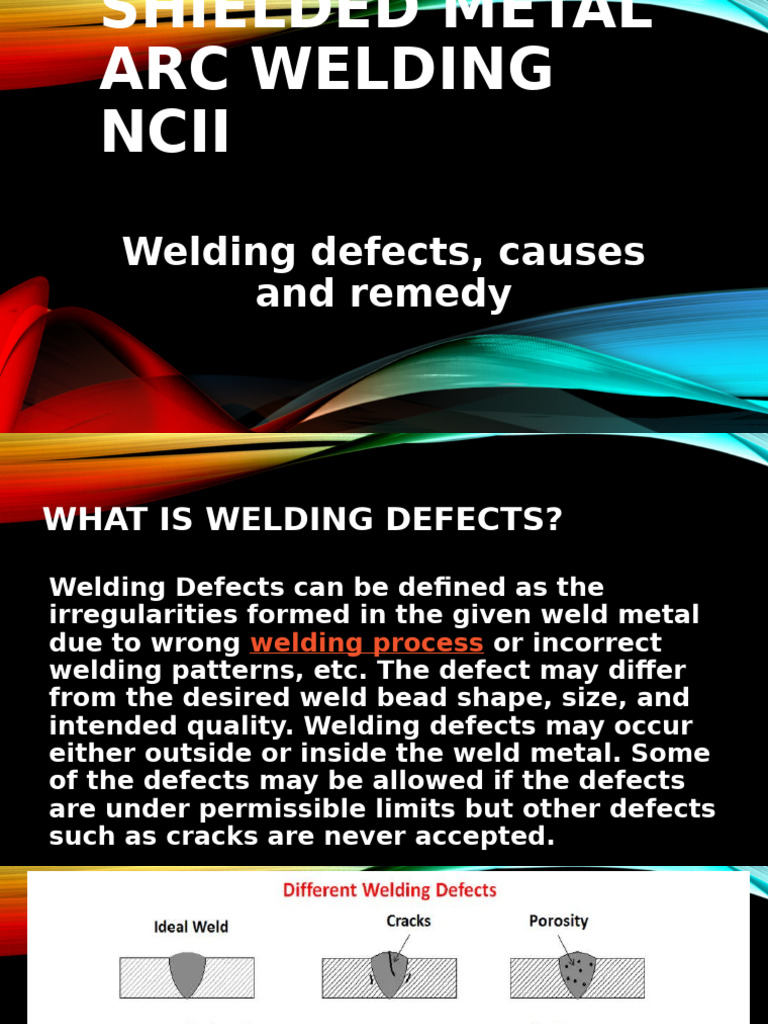 SMAW Defects, Causes and Remedy | PDF | Welding | Construction