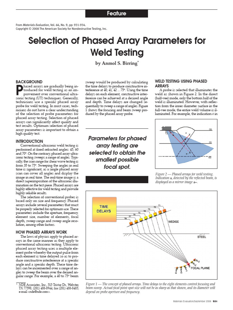 Optimizing Phased Array Probes for Weld Testing | PDF | Nondestructive ...