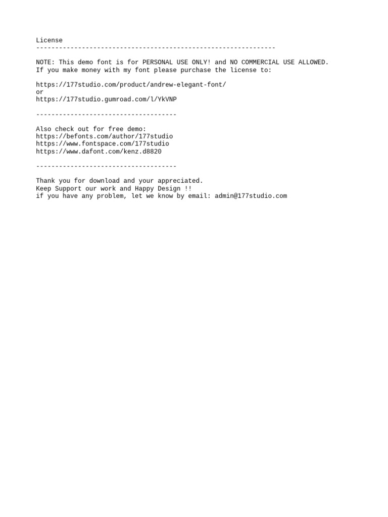 Personal Use License for Demo Font | PDF