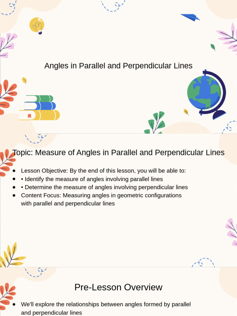 Angles in Parallel and Perpendicular Lines | PDF | Perpendicular | Angle