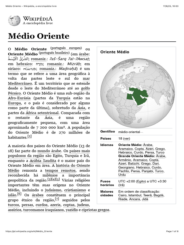 Geografia e História do Médio Oriente | PDF | Oriente Médio