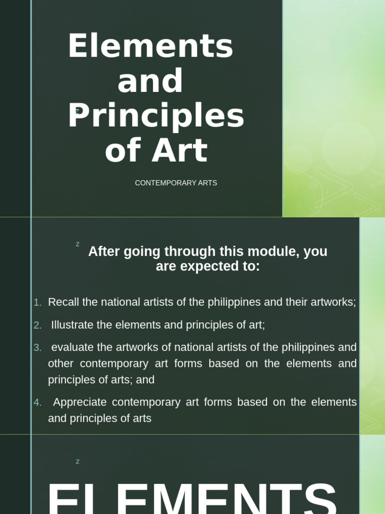 Elements and Principles of Art Guide | PDF | Color | Shape