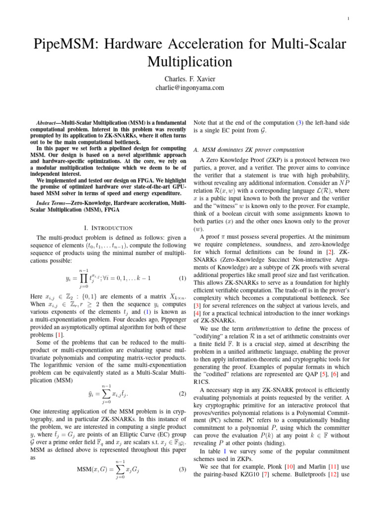 Hardware Acceleration for MSM on FPGA | PDF | Mathematics