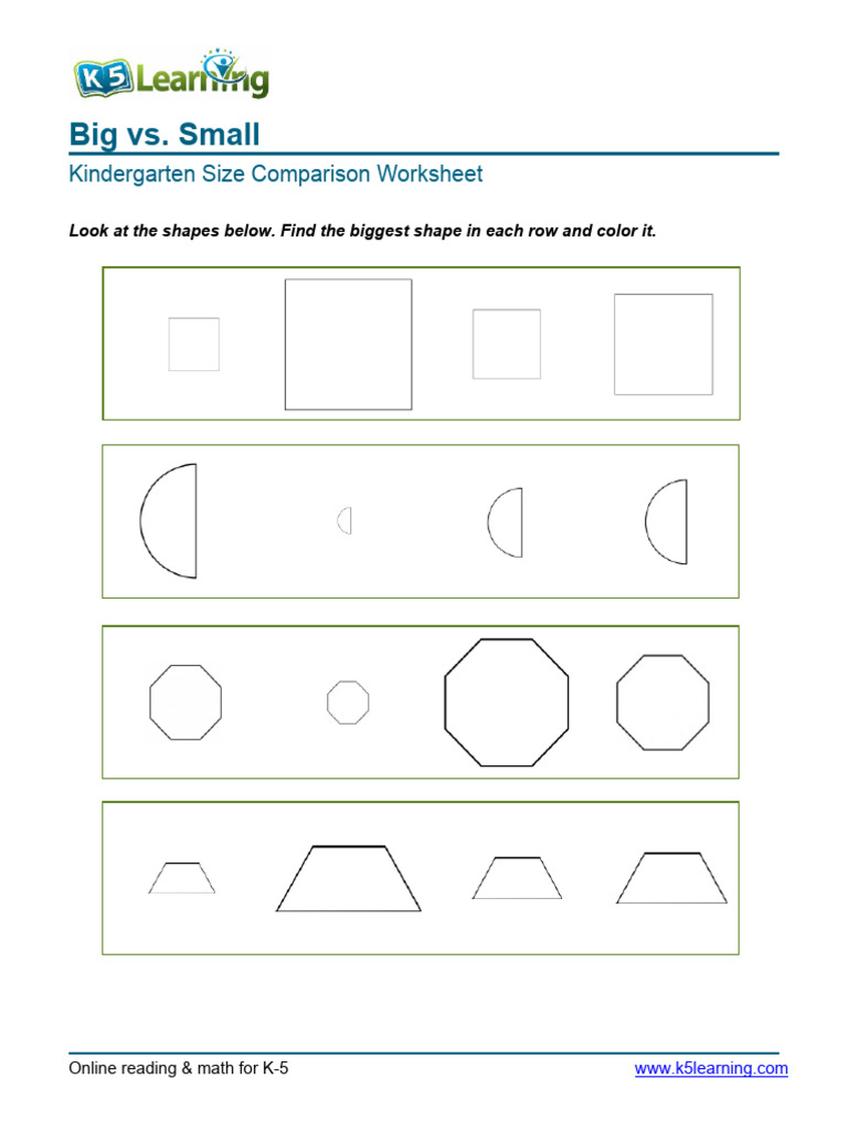 Kindergarten Biggest Shape 2 | PDF