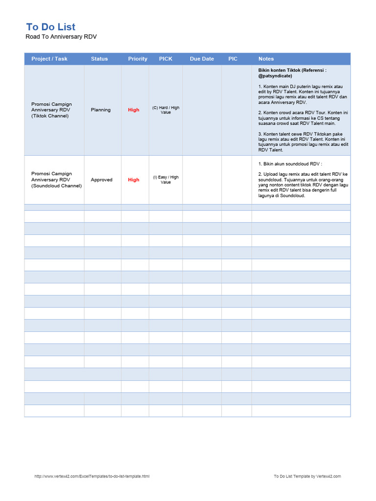 To Do List RDV MS | PDF