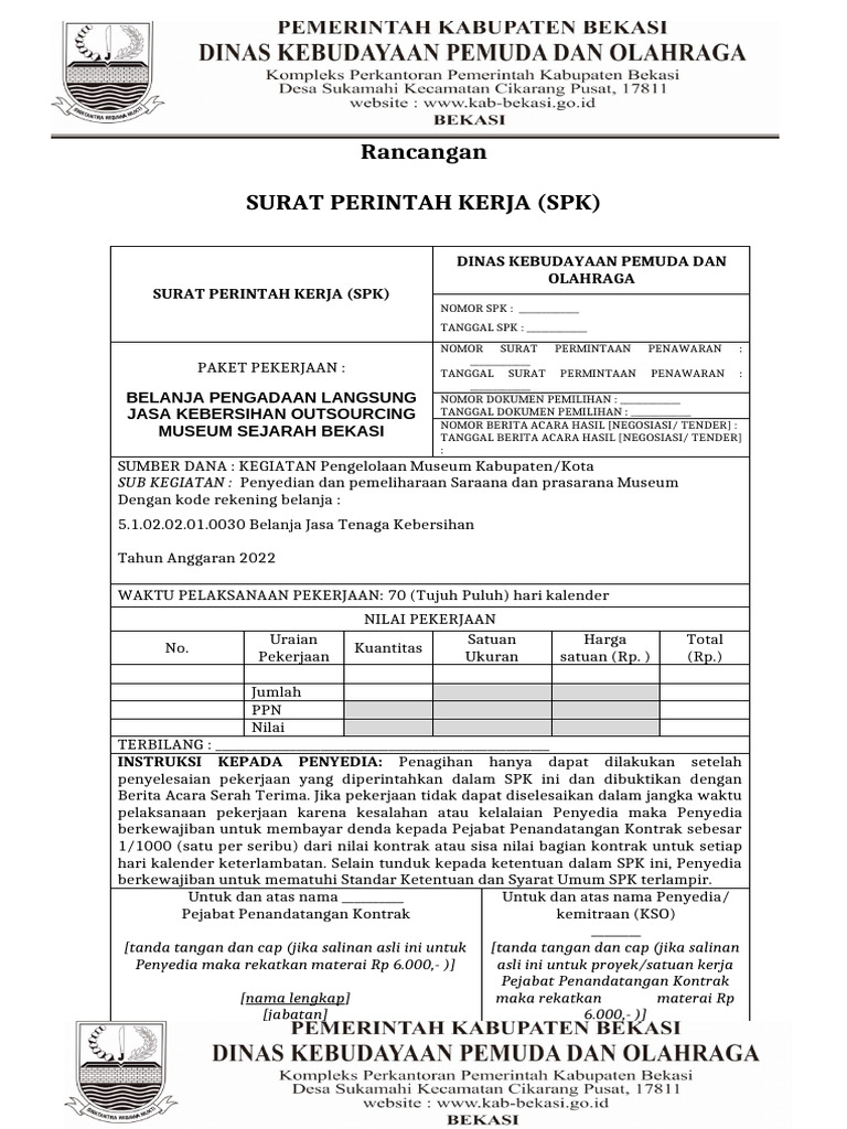 Rancangan SPK, Ssuk, SSKK | PDF