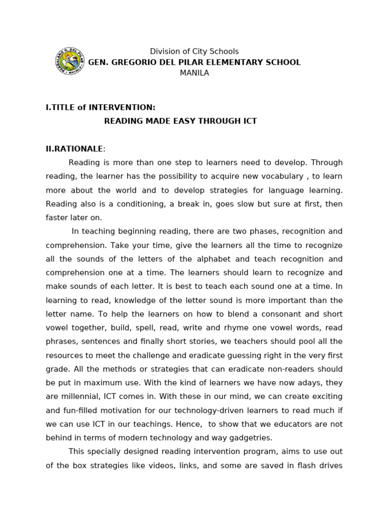 Intervention in Remedial Reading | PDF | Reading Comprehension ...