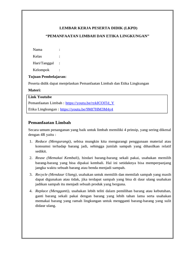 Pemanfaatan Limbah dan Etika Lingkungan | PDF