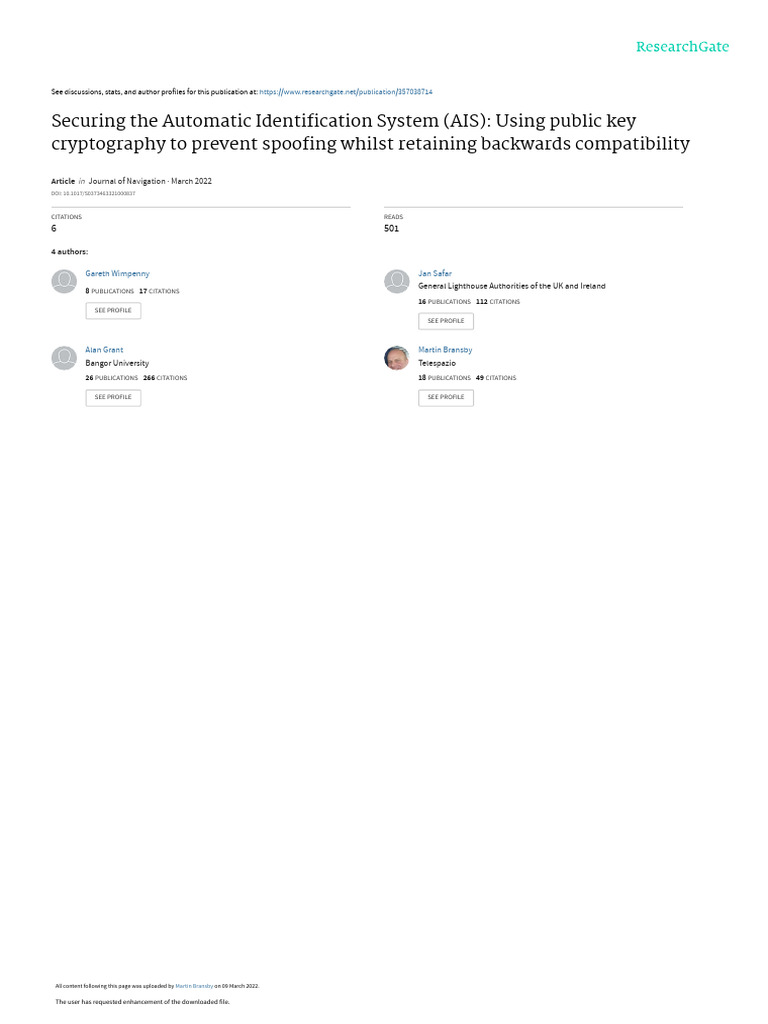 Securing The Automatic Identification System Ais Using Public Key Cryptography To Prevent ...