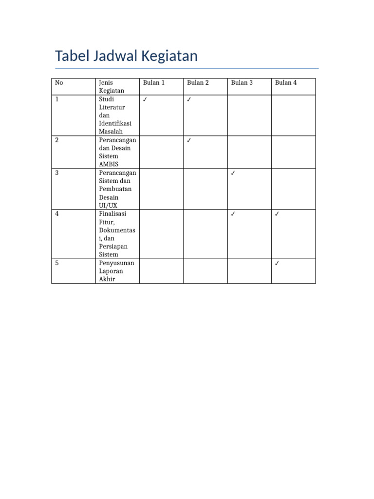 Tabel Jadwal Kegiatan AMBIS | PDF