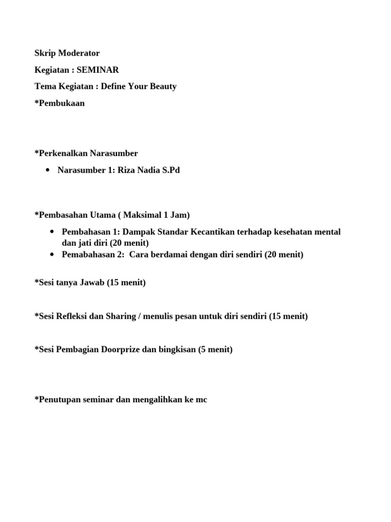 Skrip Moderator | PDF