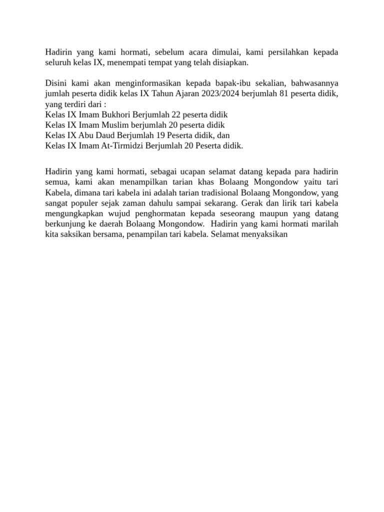 Penampilan Tari Kabela Bolaang Mongondow | PDF