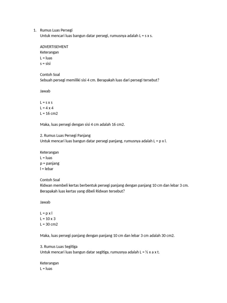 Rumus Luas | PDF