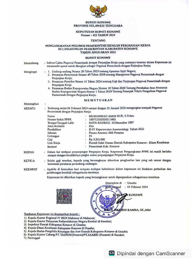 SK PPPK Muhammad Amin Nur | PDF