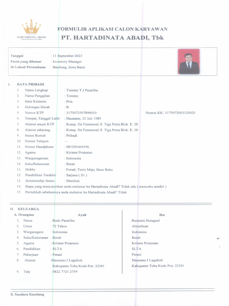 Form Calon Kaywan | PDF